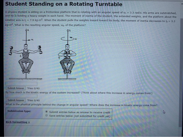 Solved Student Standing on a Rotating Turntable A physics | Chegg.com