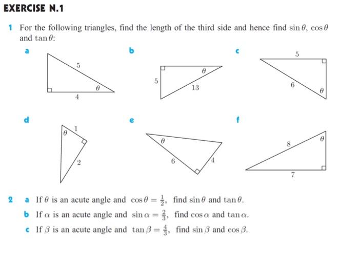 Solved 1 For the following triangles, find the length of the | Chegg.com