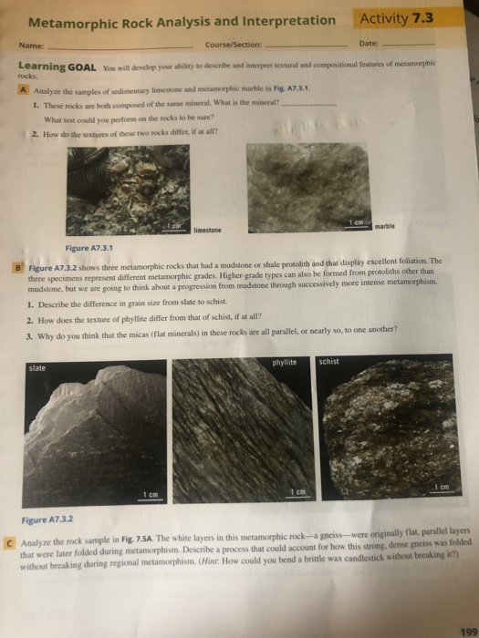 Solved Activity 7.5 Metamorphic Grades and Facies Name: | Chegg.com