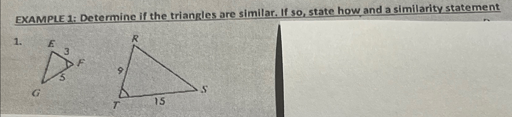 Solved EXAMPLE 1: Determine if the triangles are similar. If | Chegg.com