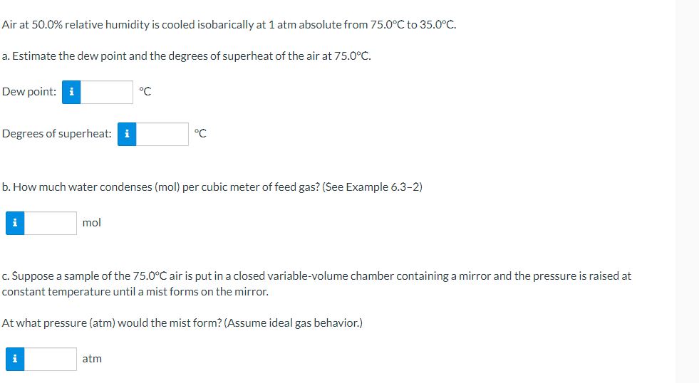 Air at 50.0% ﻿relative humidity is cooled | Chegg.com