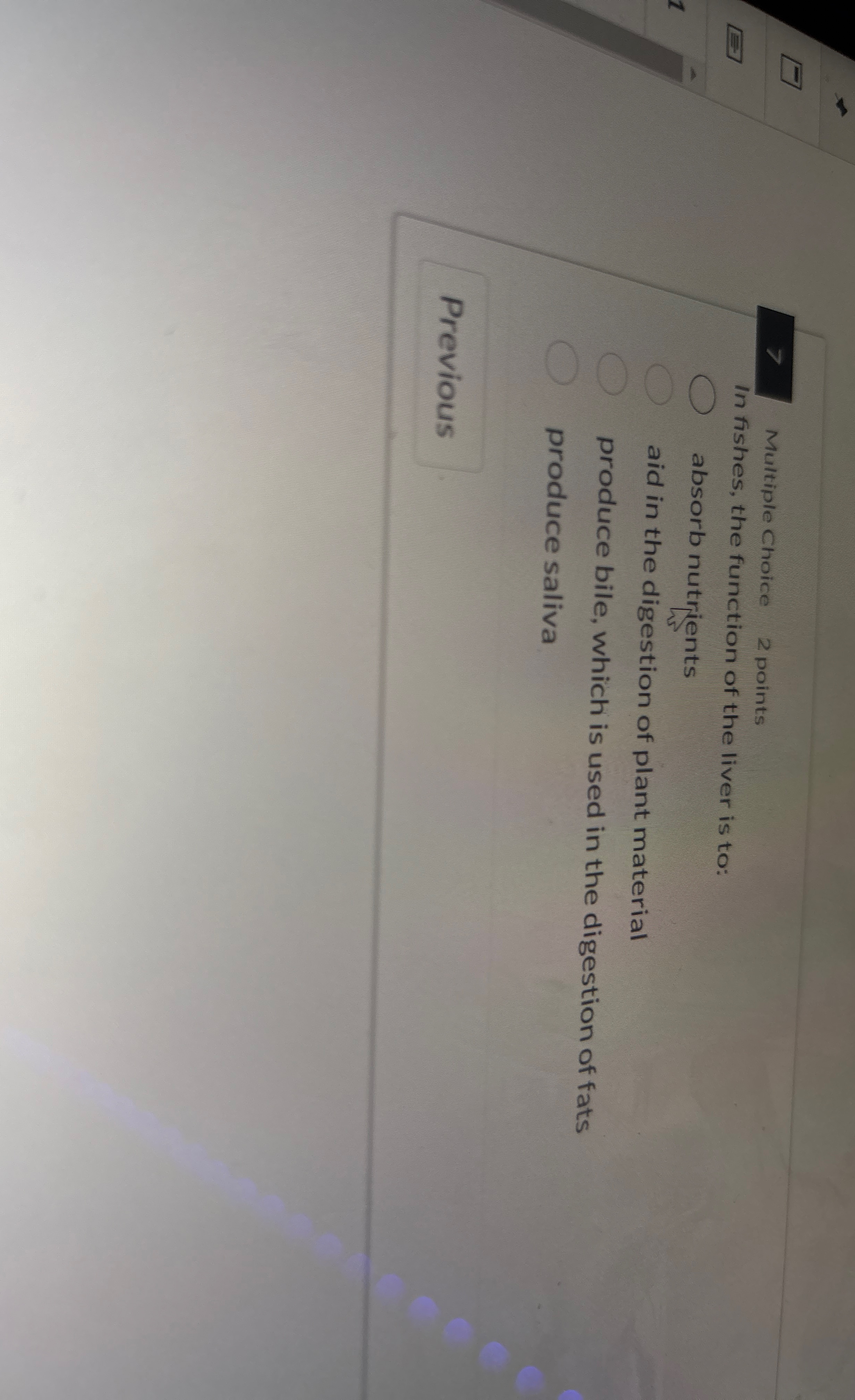 Solved 7 ﻿Multiple Choice 2 ﻿pointsIn fishes, the function | Chegg.com