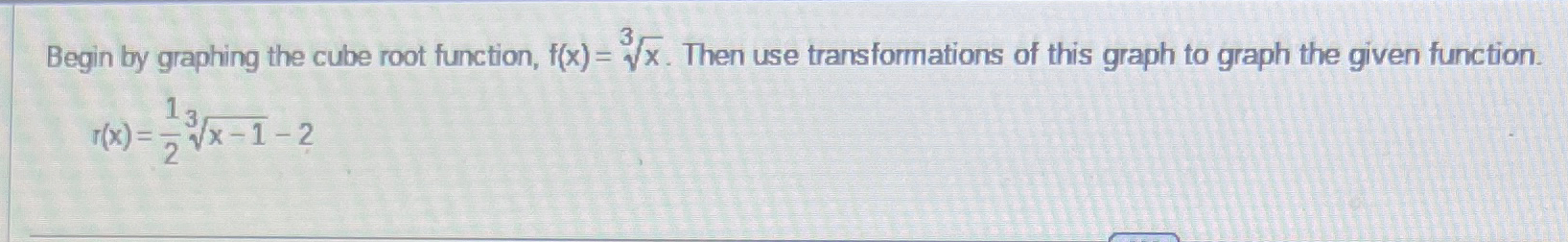 Solved Begin by graphing the cube root function, f(x)=x3. | Chegg.com