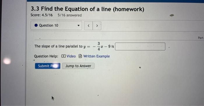 Solved 3.3 Find the Equation of a line (homework) Score: | Chegg.com