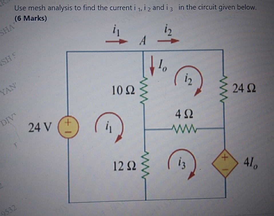 Solved Use mesh analysis to find the current i1,i2 ﻿and i3 | Chegg.com