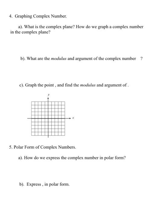 Solved 4. Graphing Complex Number. a). What is the complex | Chegg.com