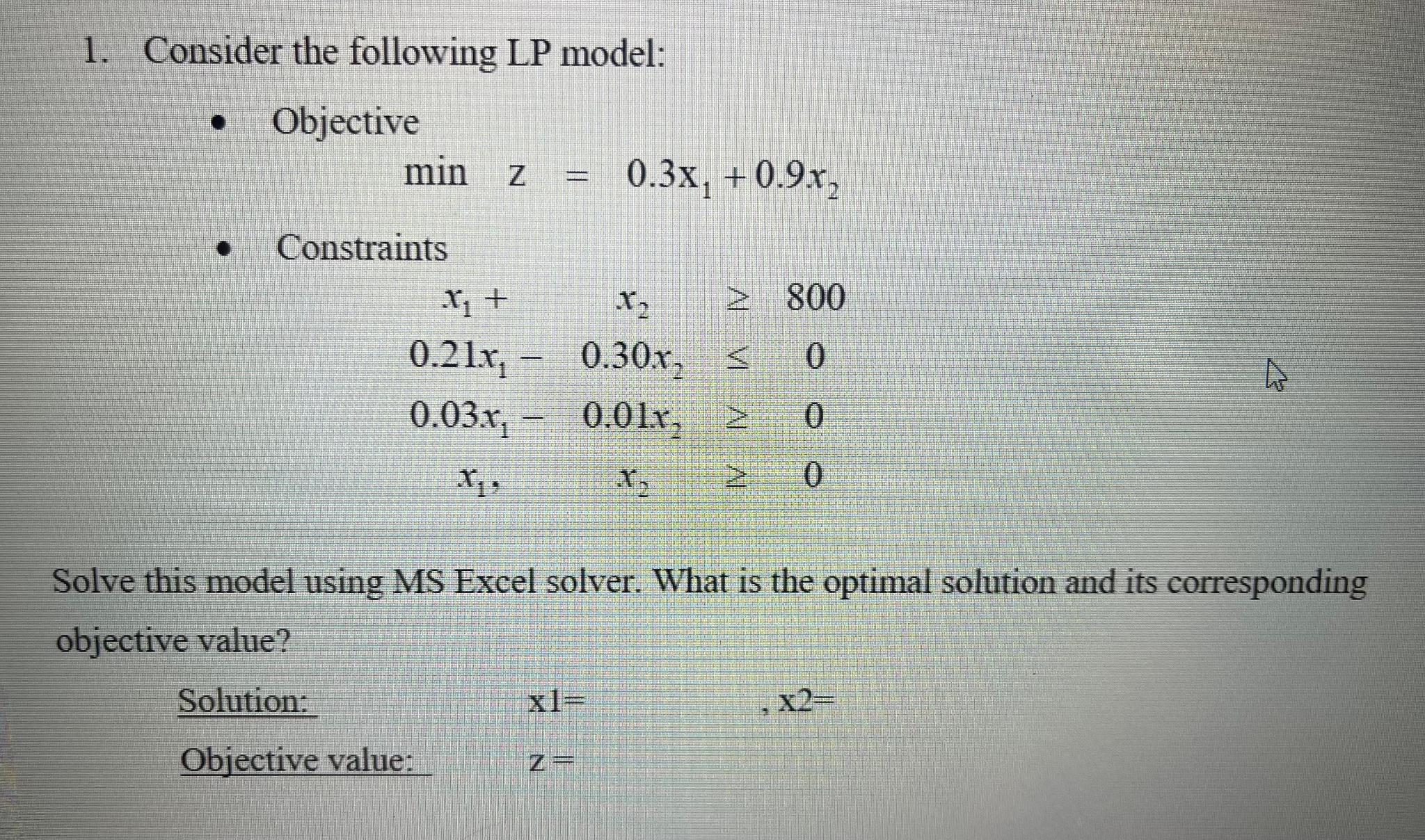 Solved Consider the following LP | Chegg.com