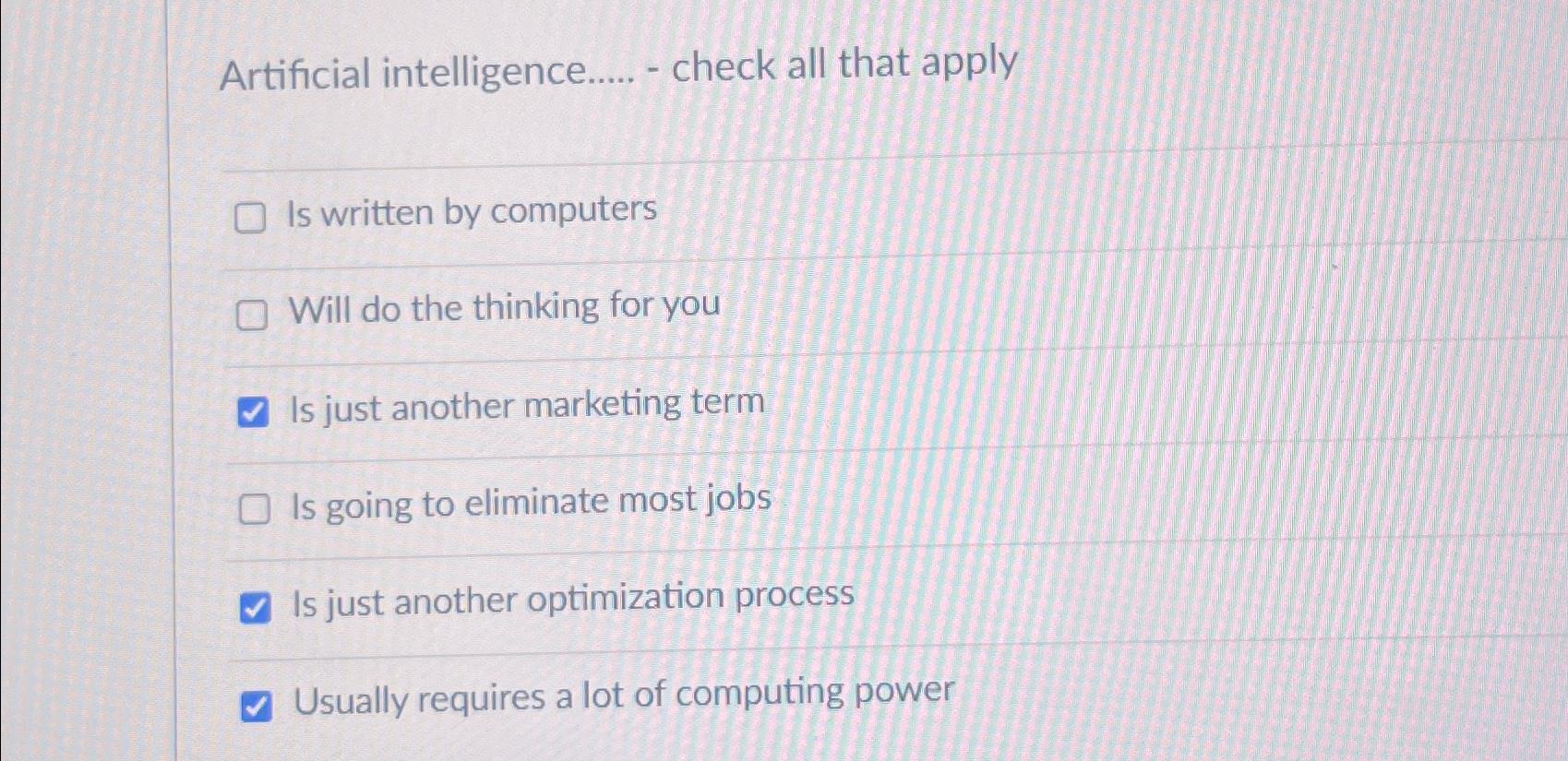 Solved Artificial intelligence - ﻿check all that applyIs | Chegg.com