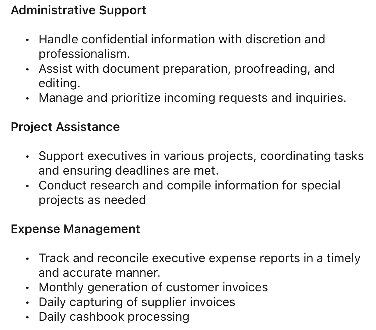 Solved Administrative SupportHandle confidential information | Chegg.com