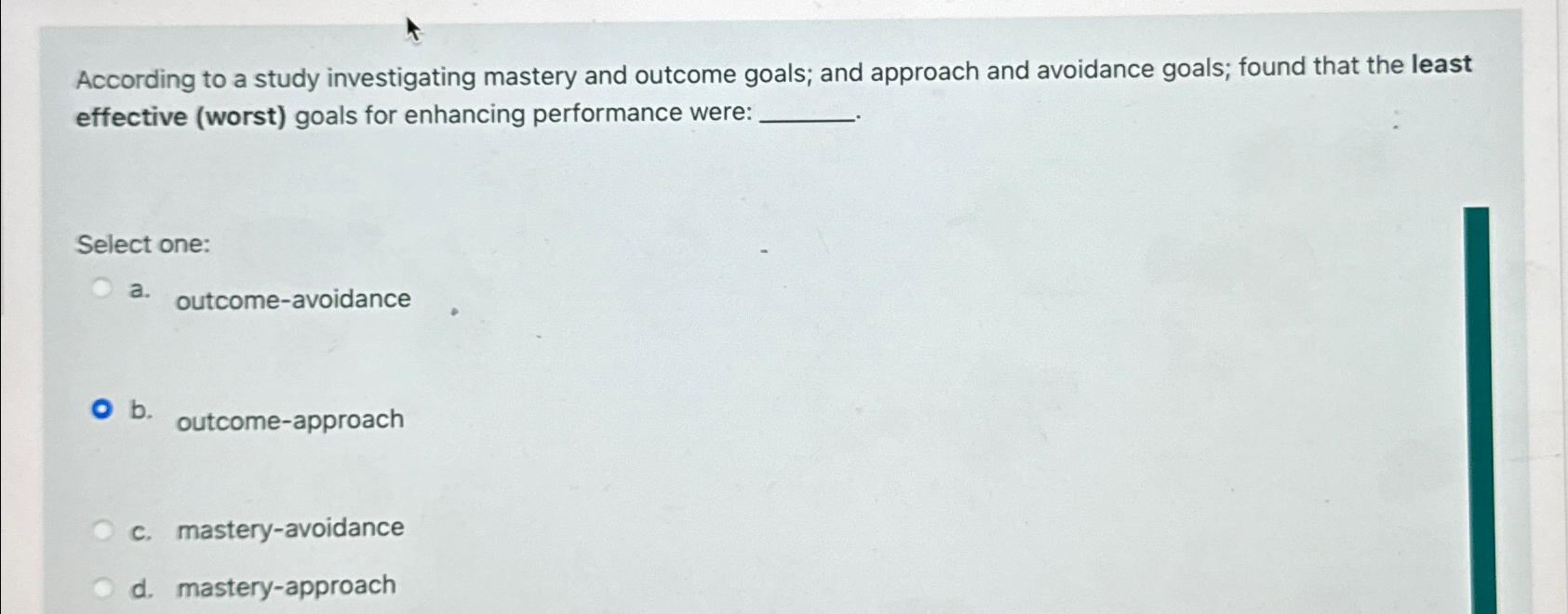 Solved According to a study investigating mastery and | Chegg.com
