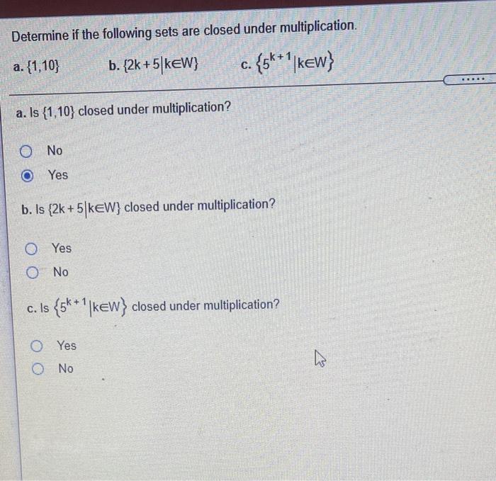 Solved Determine if the following sets are closed under | Chegg.com