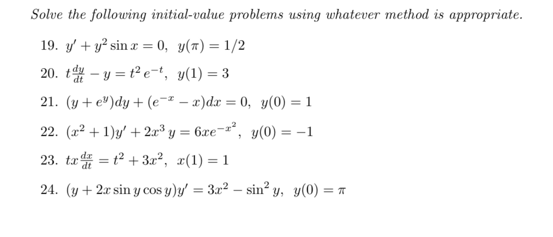 Solved Solve Problem 24solve The Following Initial Value 6311