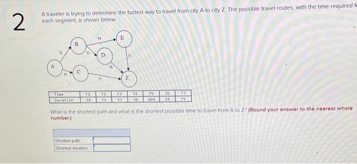 A traveler is trying to determine the fastest way to | Chegg.com