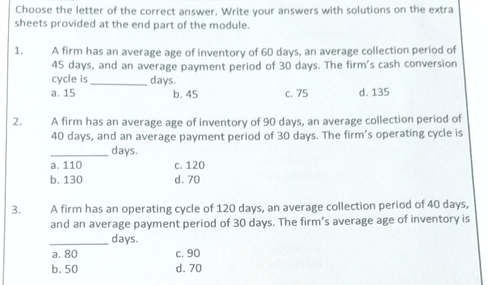 Solved Choose the letter of the correct answer. Write your | Chegg.com