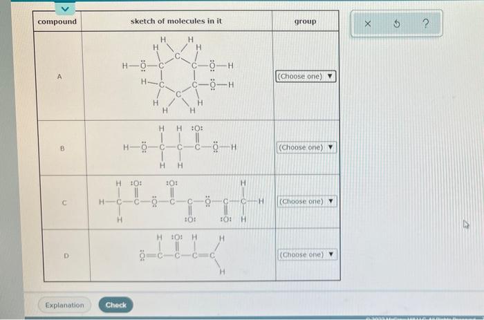 Solved Sort the molecular compounds in the table into groups | Chegg.com