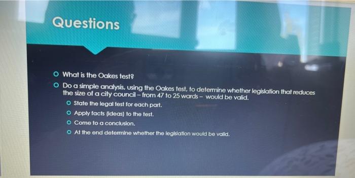 What is the Oakes test? - Do a simple analysis, using | Chegg.com
