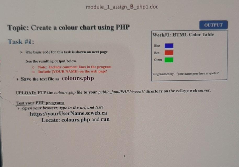 Solved module_1_assign_B_php1.doc OUTPUT Topic: Create a | Chegg.com