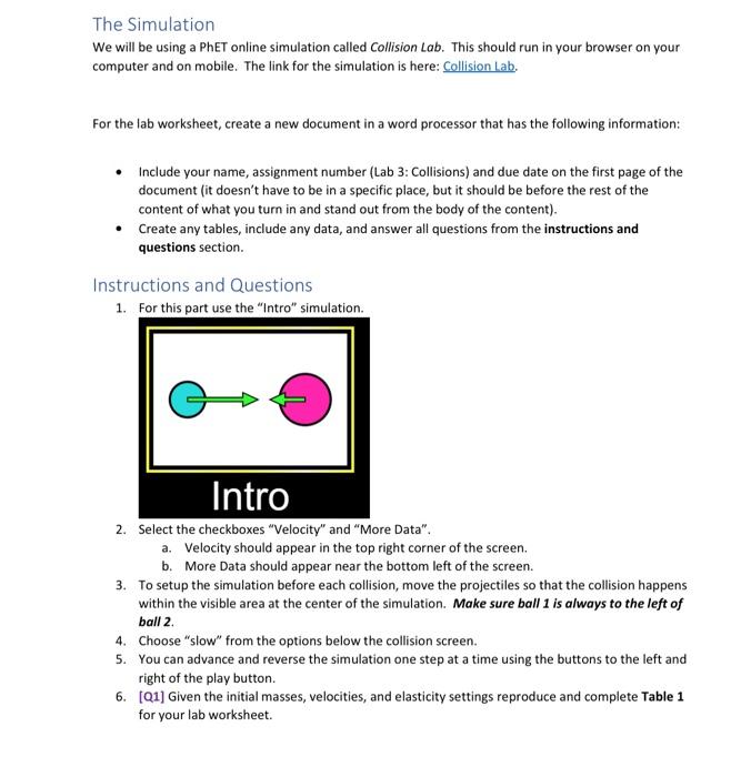 The Simulation We will be using a PhET online | Chegg.com