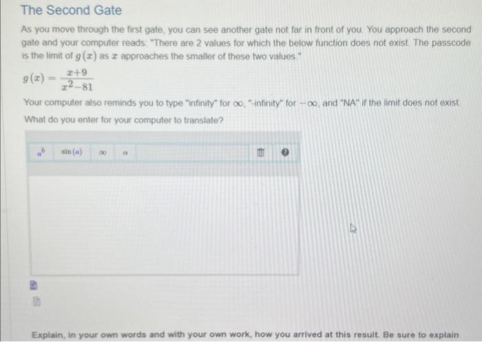Solved The Second Gate As you move through the first gate, | Chegg.com