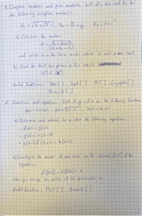Solved 1. Complex numbers and prim numbers. Let z1,z2 and z3 | Chegg.com
