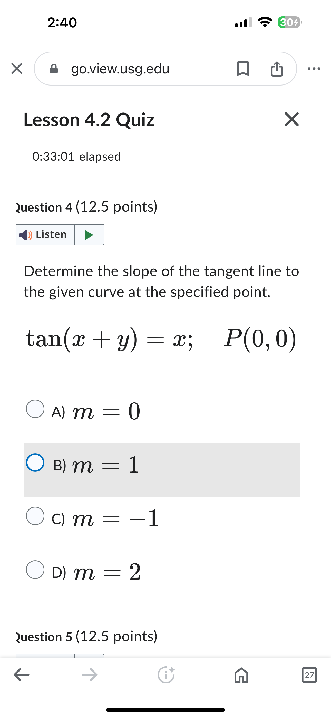 Solved Determine the slope of the tangent line tothe given | Chegg.com