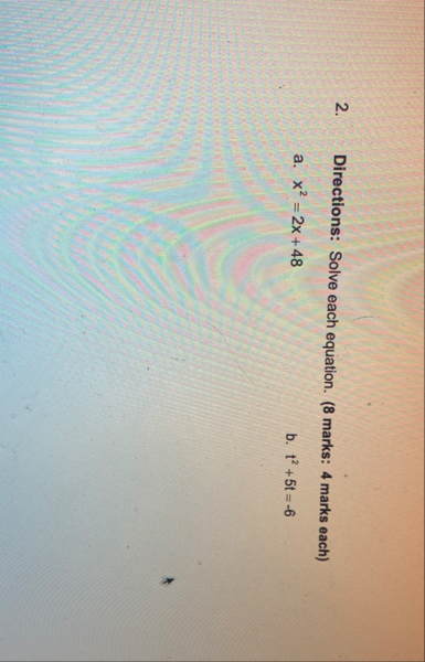 Solved Directions: Solve each equation. (8 ﻿marks: 4 ﻿marks | Chegg.com