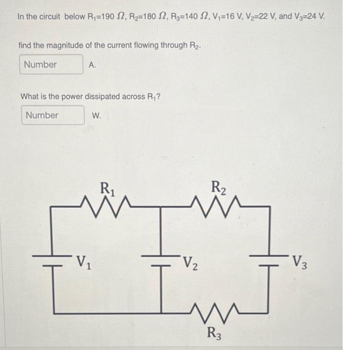 Solved In the circuit below R1=190Ω,R2=180Ω,R3=140Ω,V1=16 | Chegg.com