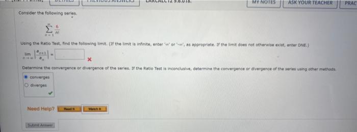 Solved Consider the following series. ∑n=1nn!6 Using the | Chegg.com