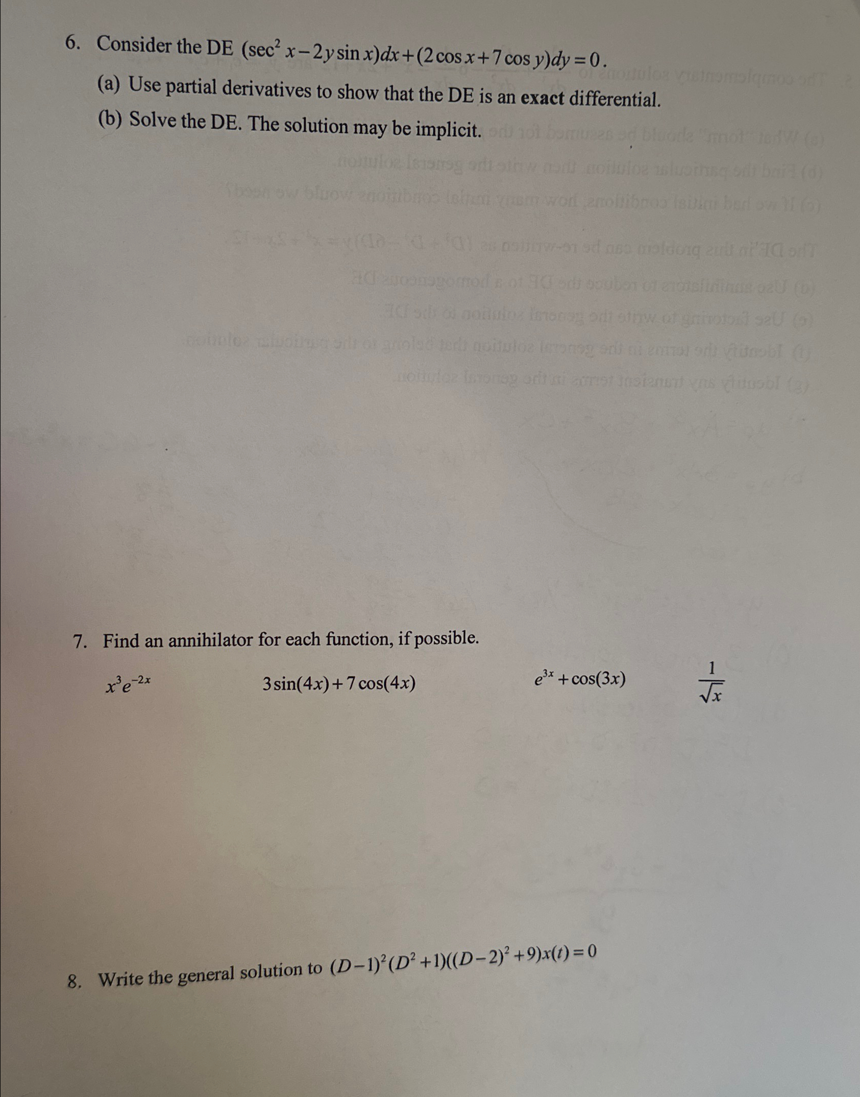 Solved Consider the DE | Chegg.com