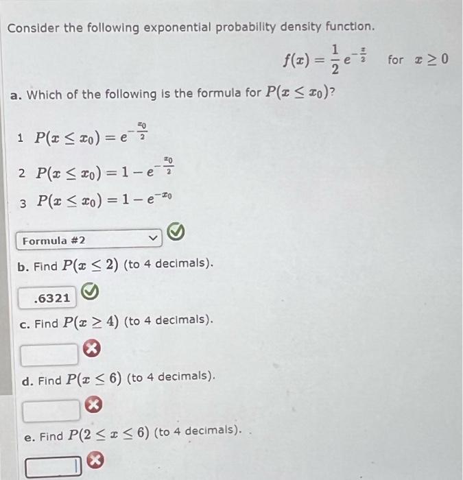 Solved Consider the following exponential probability | Chegg.com