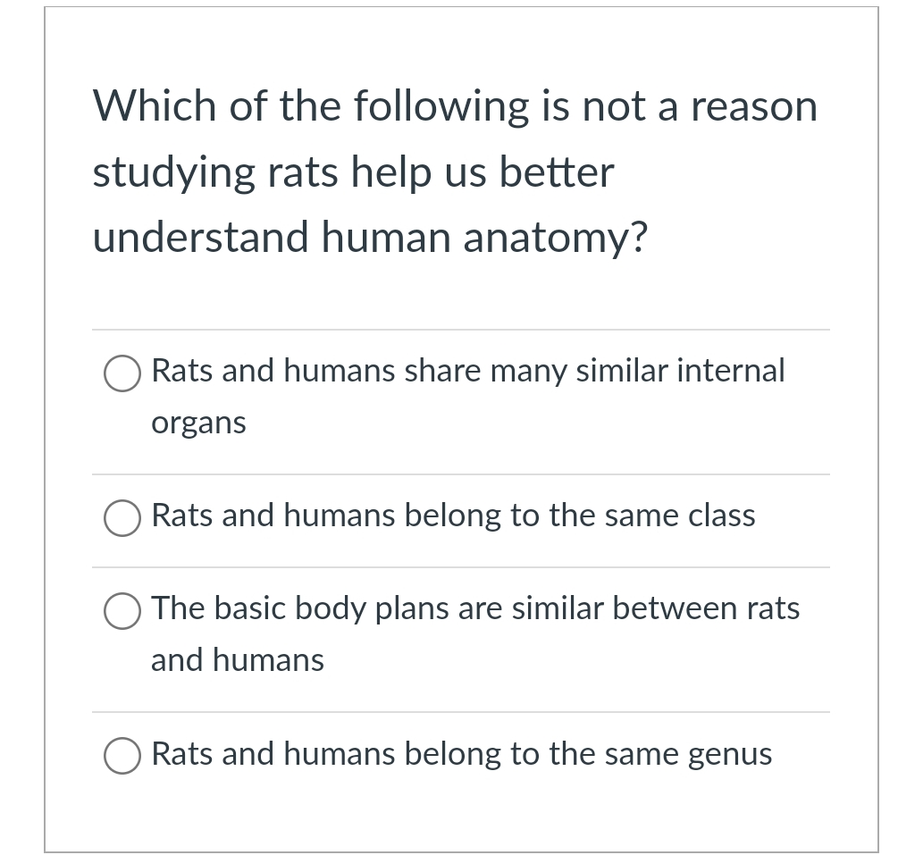 Solved Which of the following is not a reason studying rats | Chegg.com