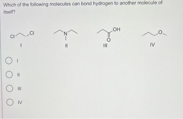 Solved Which of the following molecules can bond hydrogen to | Chegg.com