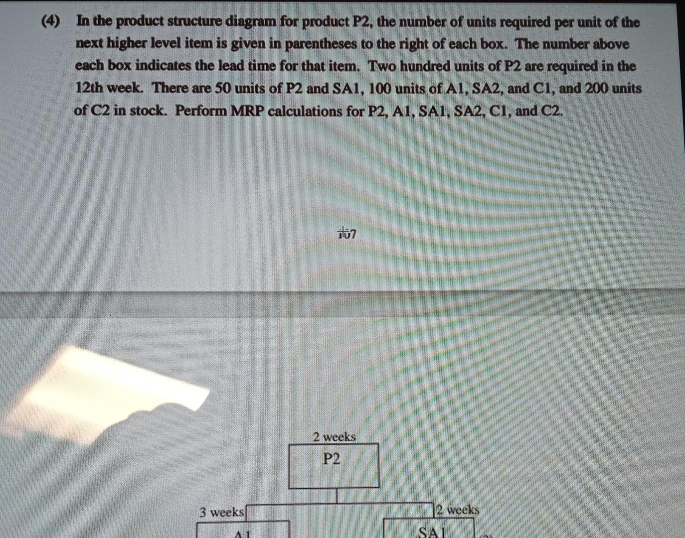 Solved (4) In the product structure diagram for product P2, | Chegg.com