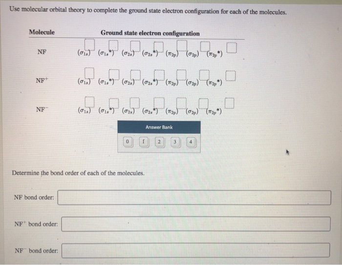 Solved Use molecular orbital theory to complete the ground | Chegg.com