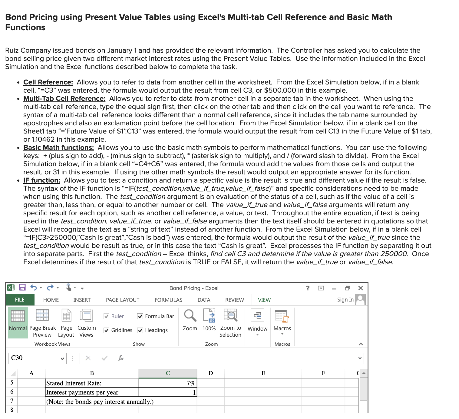 Solved Bond Pricing using Present Value Tables using Excel's | Chegg.com
