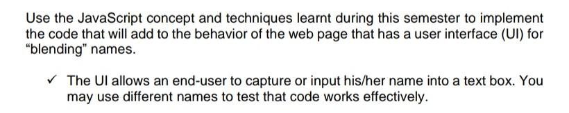 Solved Use the JavaScript concept and techniques learnt | Chegg.com