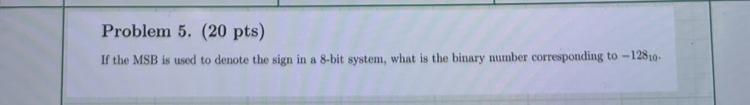 Solved Problem 5. (20 ﻿pts)If the MSB is used to denote the | Chegg.com