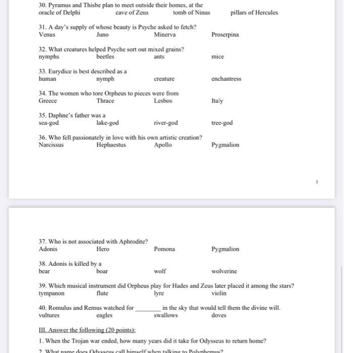 Solved 30. Pyramus and Thisbe plan to meet outside their | Chegg.com
