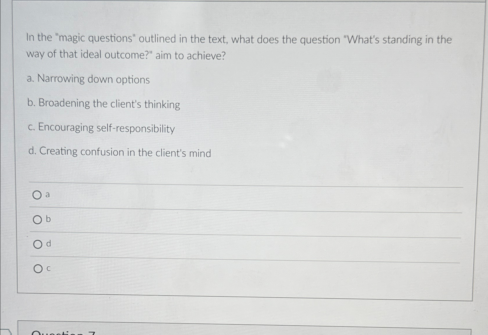 Solved In the "magic questions" outlined in the text, what | Chegg.com