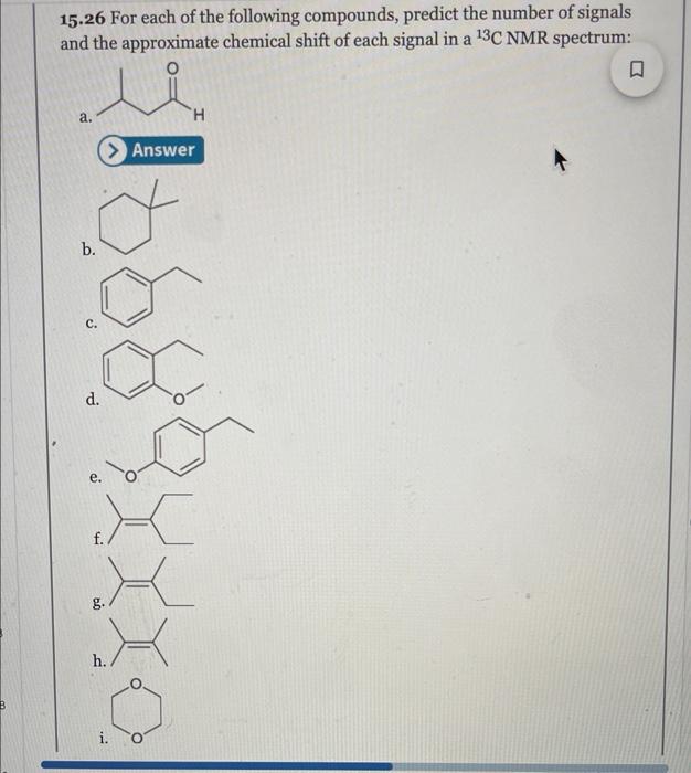 Solved 15.26 For each of the following compounds, predict | Chegg.com