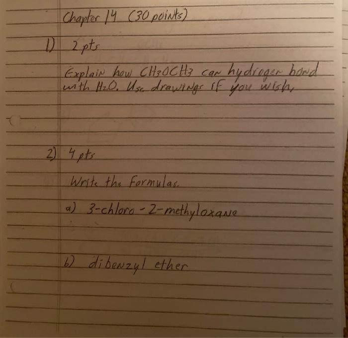 Solved Chapter 14 (30 points) 1 2pts - - Explain how CHOCH3 | Chegg.com