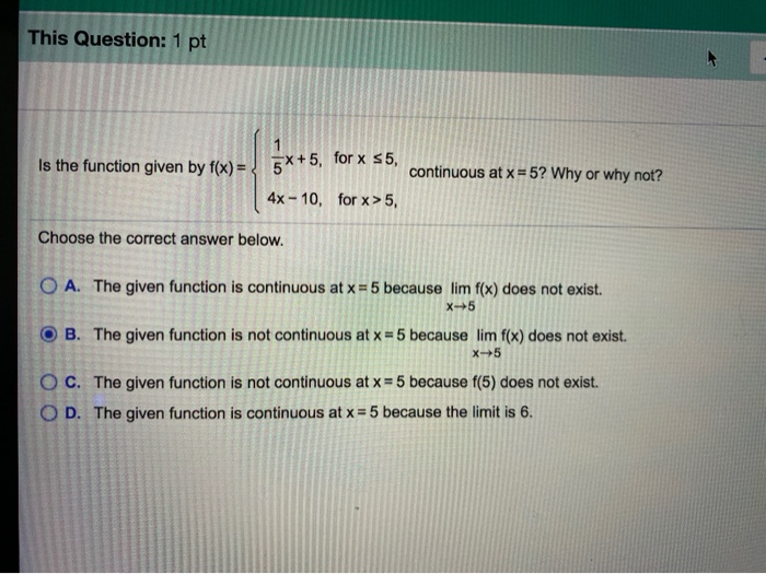 Solved This Question 1 Pt Is The Function Given By F X