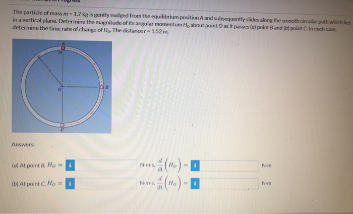 Solved The particle of mass m-1.7 kg is gently nudged from | Chegg.com