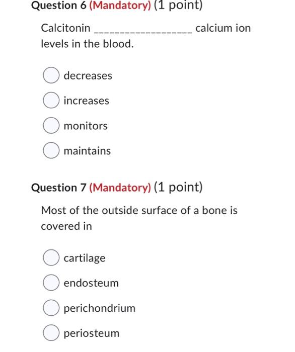 Solved Calcitonin calcium ion levels in the blood. decreases | Chegg.com
