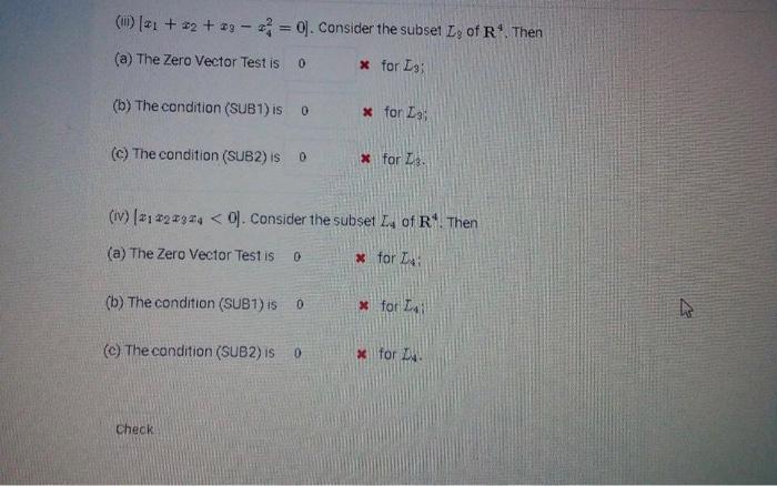 Solved (Subspaces). The following subsets of the vector | Chegg.com