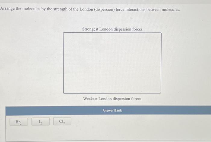 Solved Arrange the molecules by the strength of the London | Chegg.com