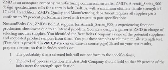 ZMD is an aerospace company manufacturing commercial | Chegg.com