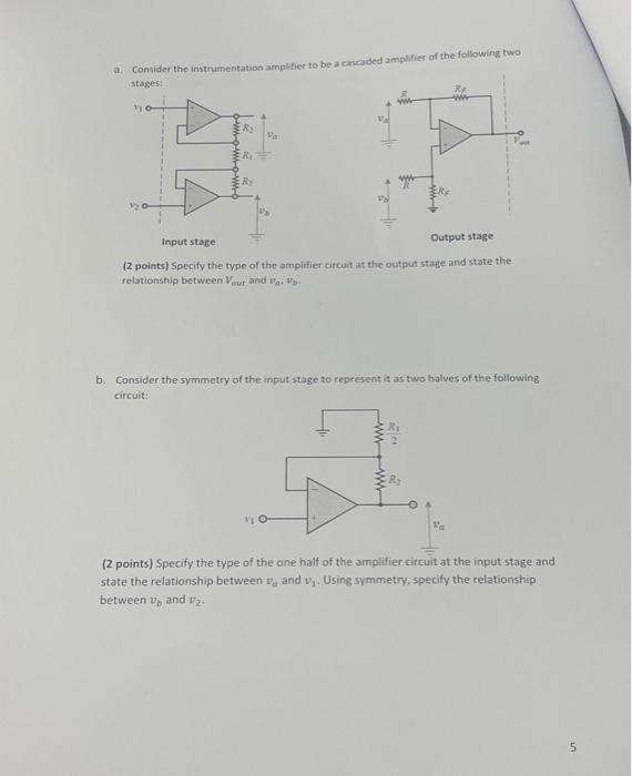 Solved 4. Instrumentation amplifier circuit: Consider the | Chegg.com