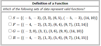 Solved Which of the following sets of data represent valid | Chegg.com