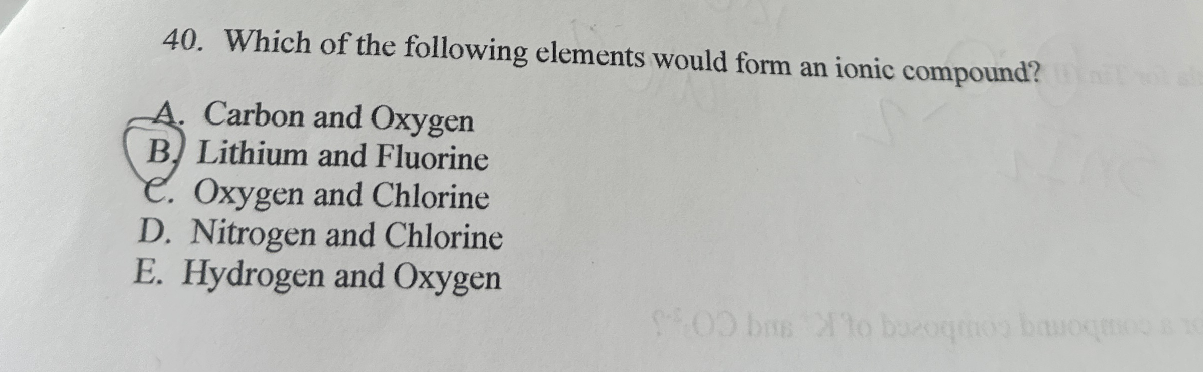 Solved Which of the following elements would form an ionic | Chegg.com